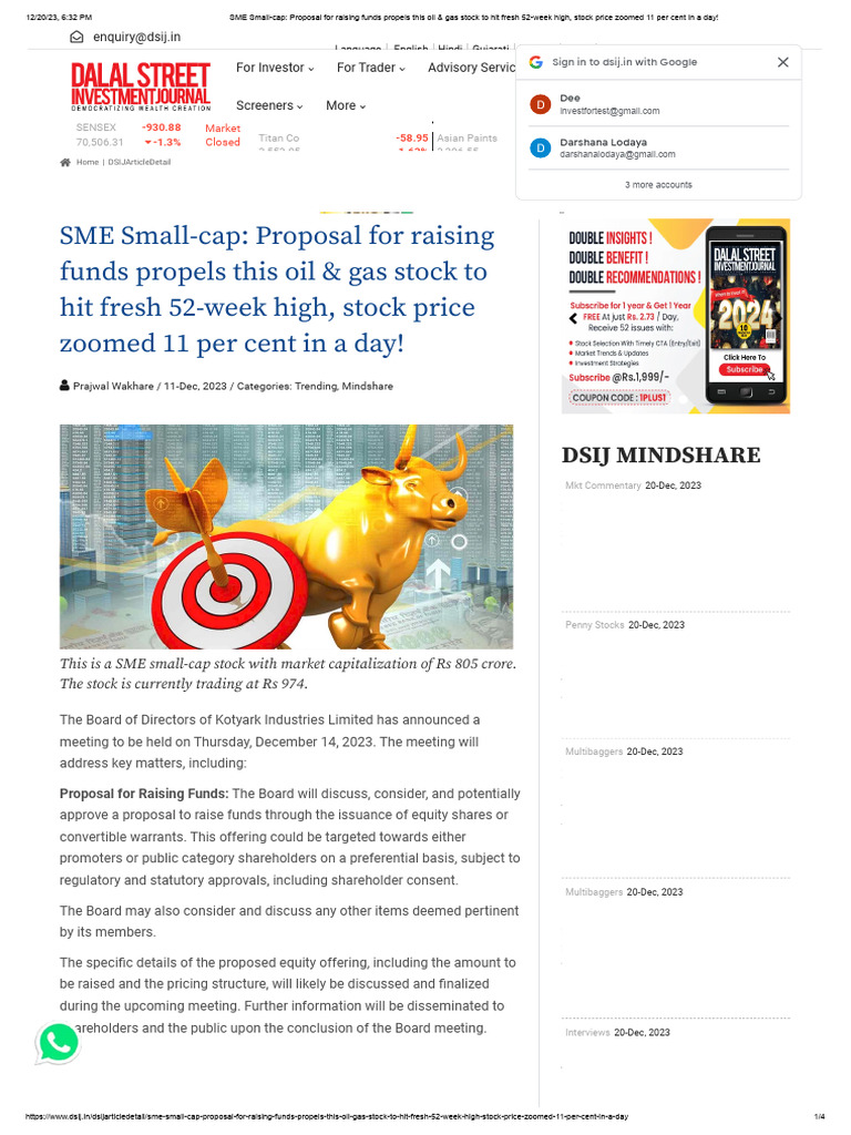 SME Small-Cap - Proposal For Raising Funds Propels This Oil & Gas Stock ...