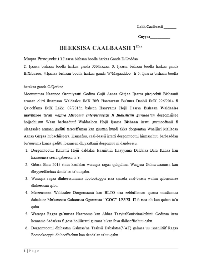 Beeksisa Caalbaasii 2016 | PDF