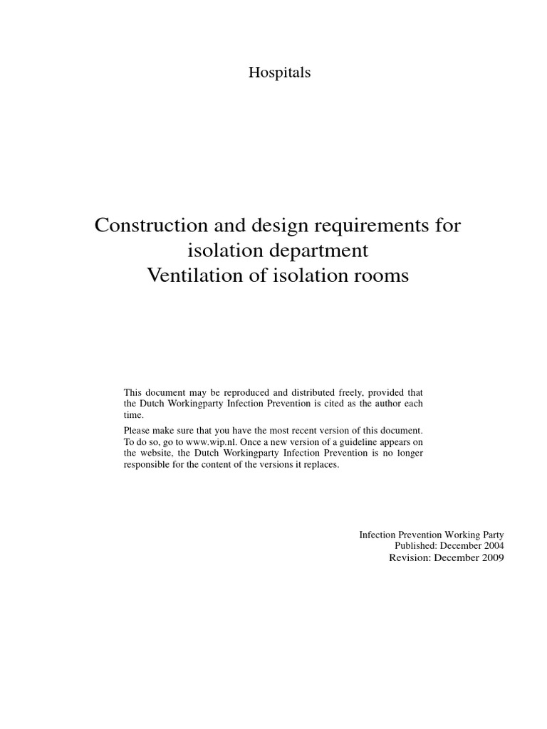 Isolation Room Design Guidelines | PDF | Duct (Flow) | Radiator