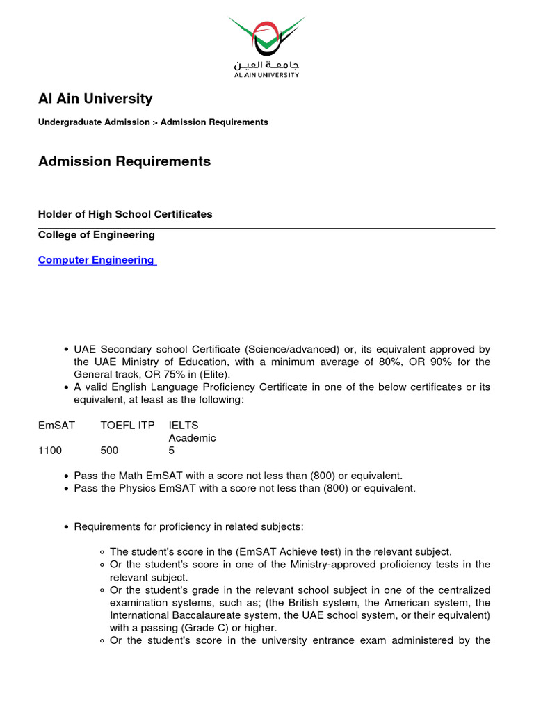 Al Ain University Admission Undergraduate General-Admission ...