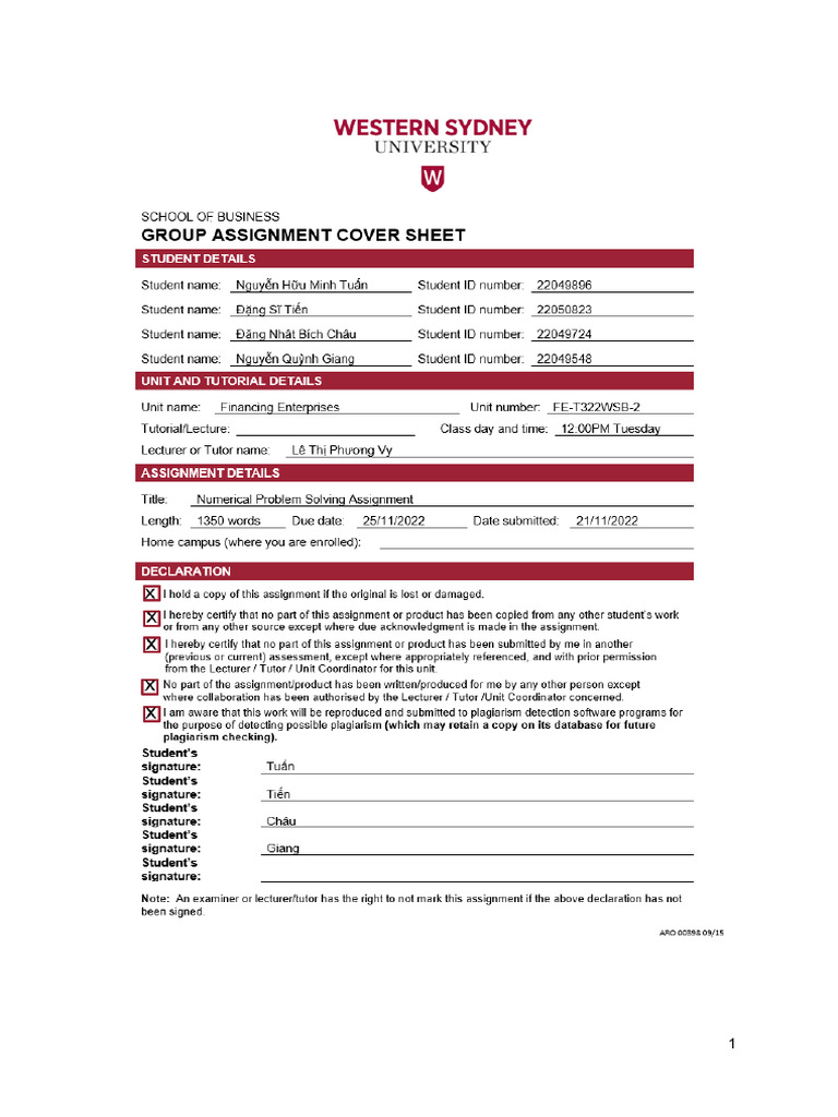 Numerical Problem Solving Group Assignment | PDF