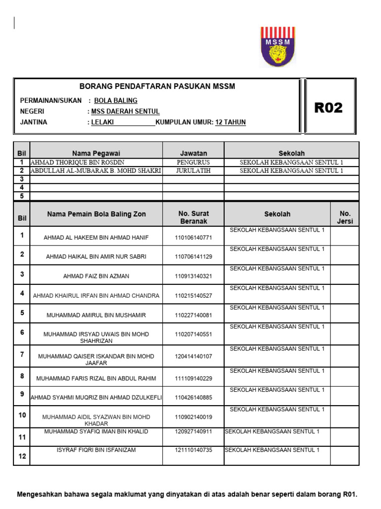 Borang Pendaftaran R02 | PDF