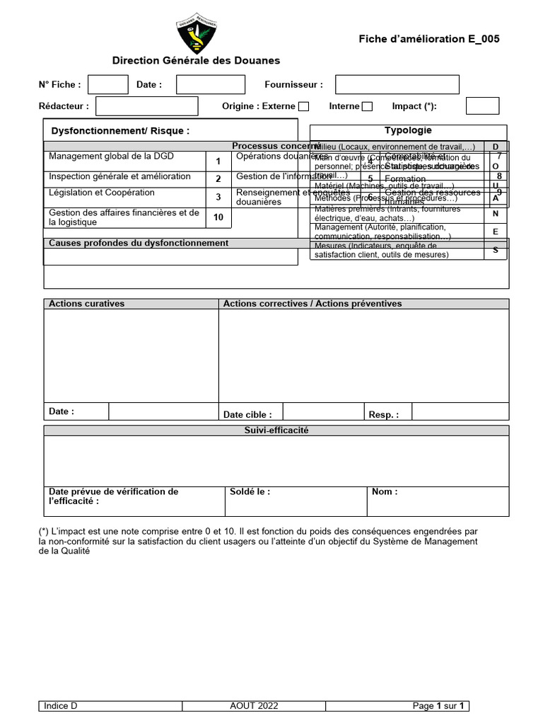 E2 - Fiche D - Amelioration Aout 2022 | PDF