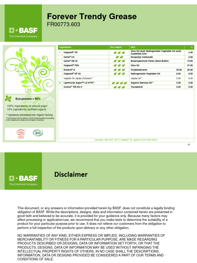 Ecocert BASF Cosmetics Formulary Book 032012 41 | PDF