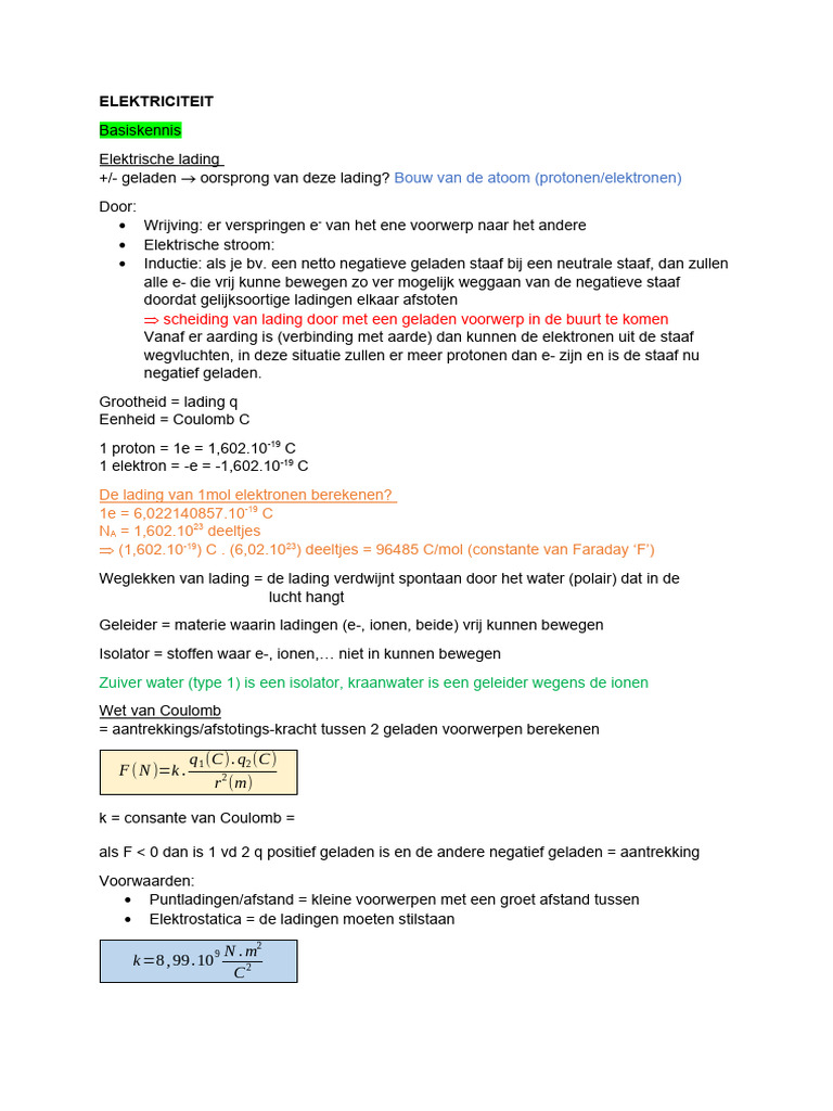 Fysica Elektriciteit | PDF