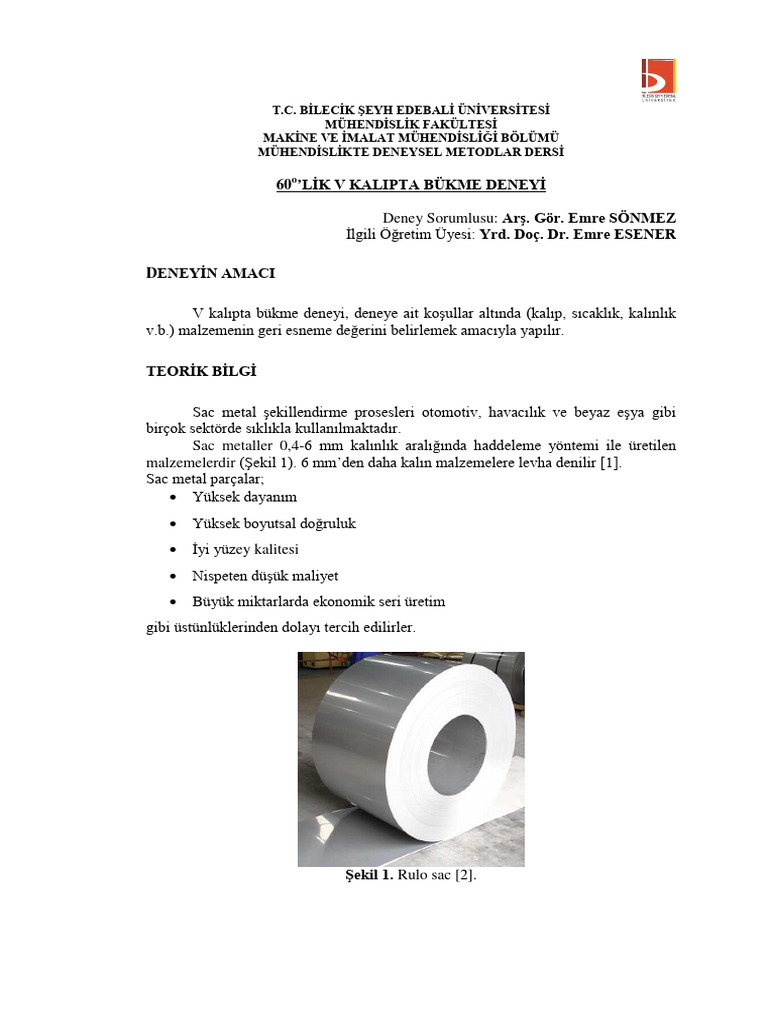 V Kalipta Bukme Deneyi | PDF