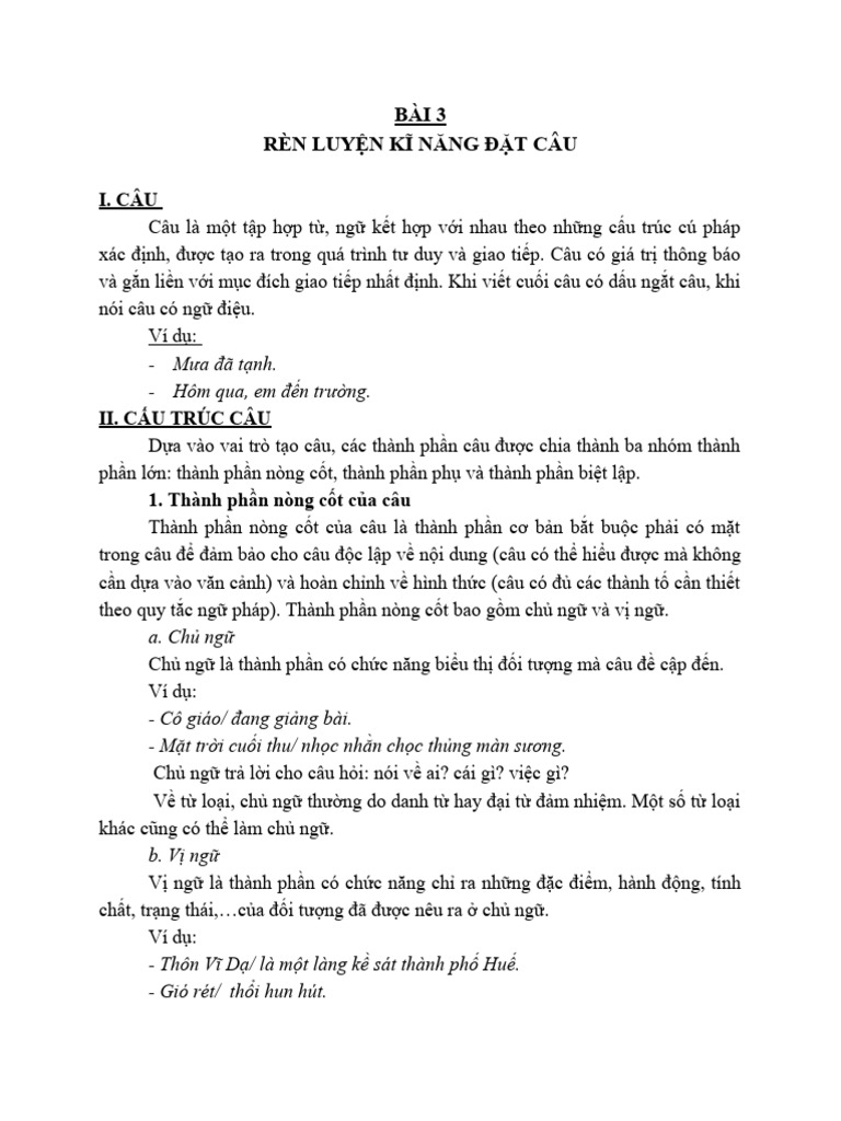 Bai 3 - Luyen Ky Nang Dat Cau | PDF