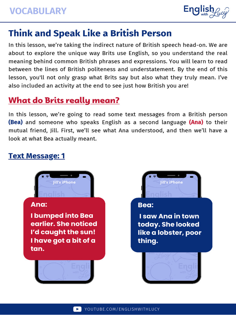 Think and Speak Like A British Person | PDF