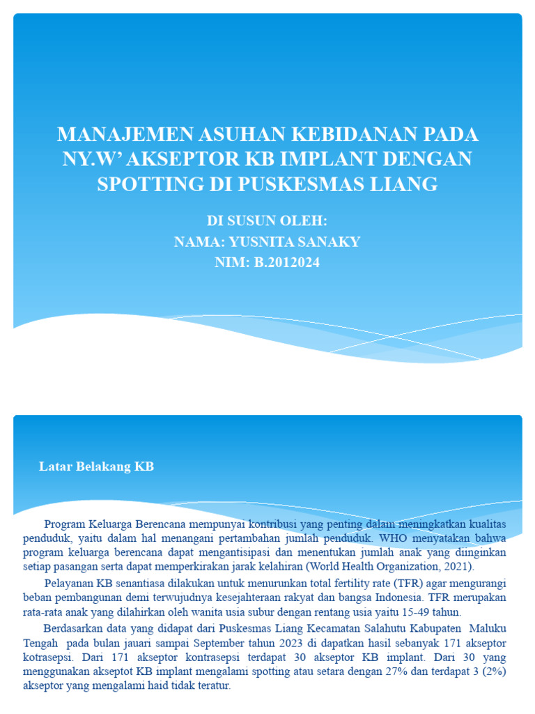 Manajemen KB Implan dengan Spotting | PDF