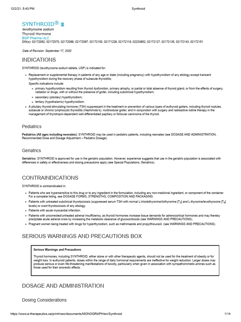 C1C8 Synthroid | PDF