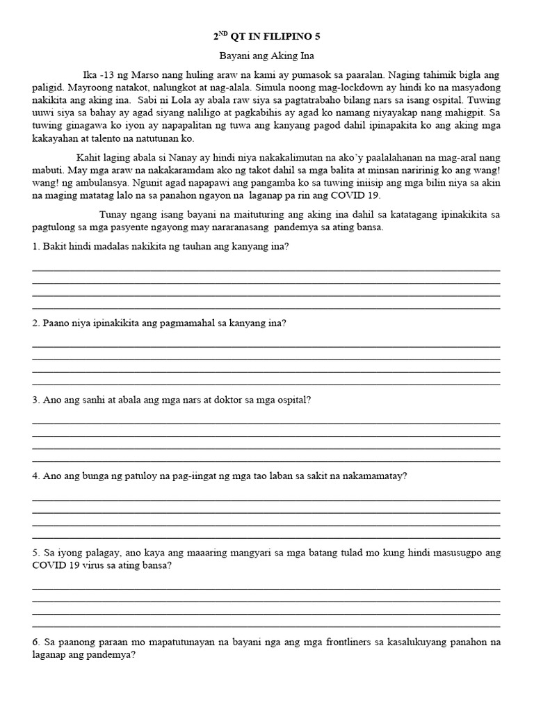 2ND QT in Filipino 5 | PDF
