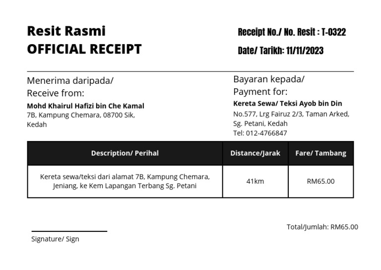 Resit Teksi Baru | PDF