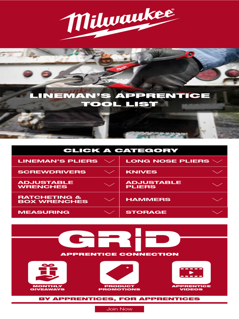 Linemans Apprentice Tool List - Clickable PDF | PDF | Industrial ...