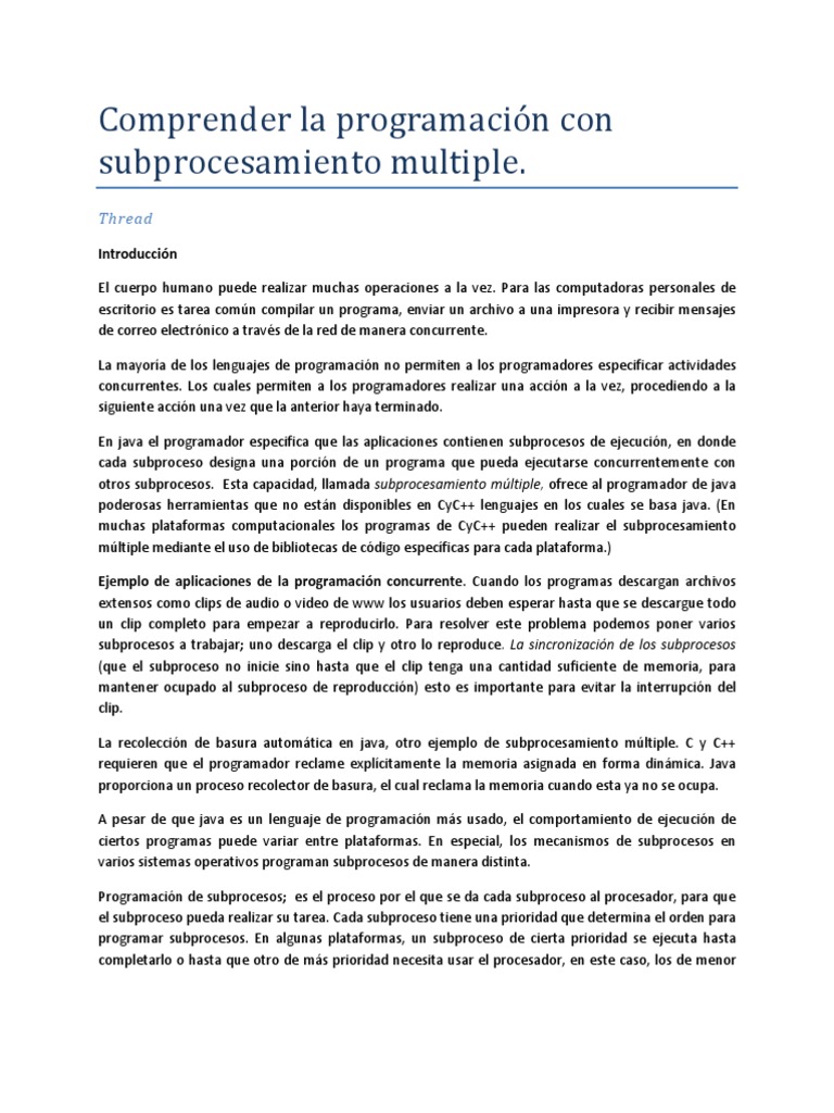 Thread en Java | PDF | Java (lenguaje de programación) | Hilo (Computación)