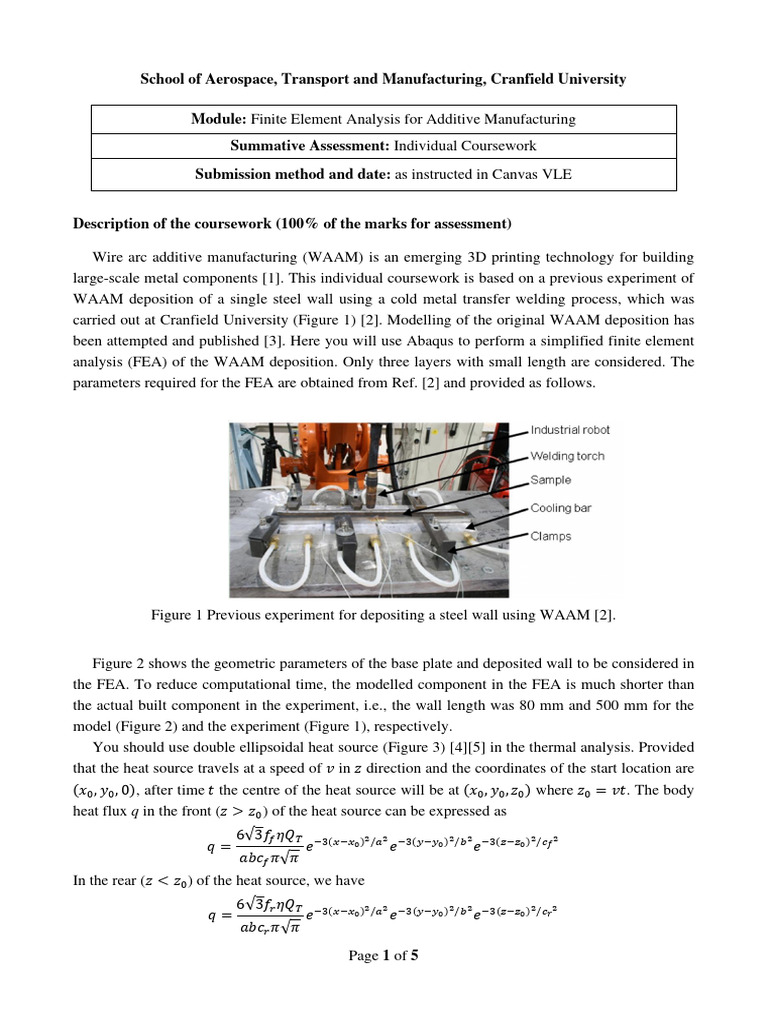 Individual Coursework For Assessment 2022 Pdf Finite Element Method 3 D Printing