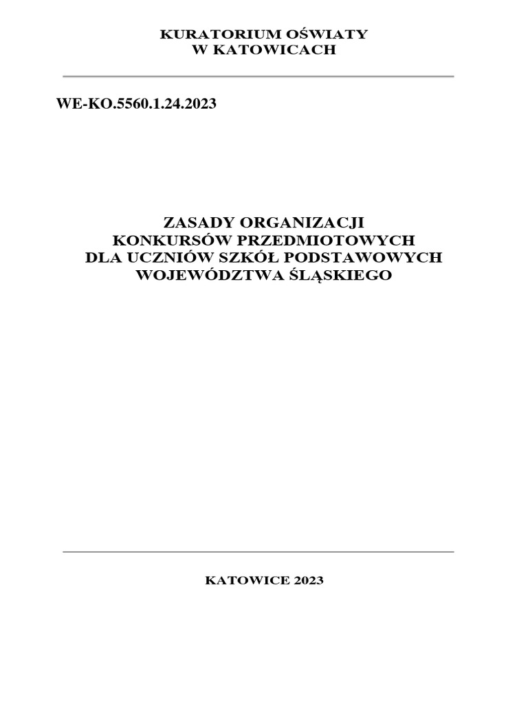 Zasady Organizacji Konkursow 2023 - 2024 | PDF