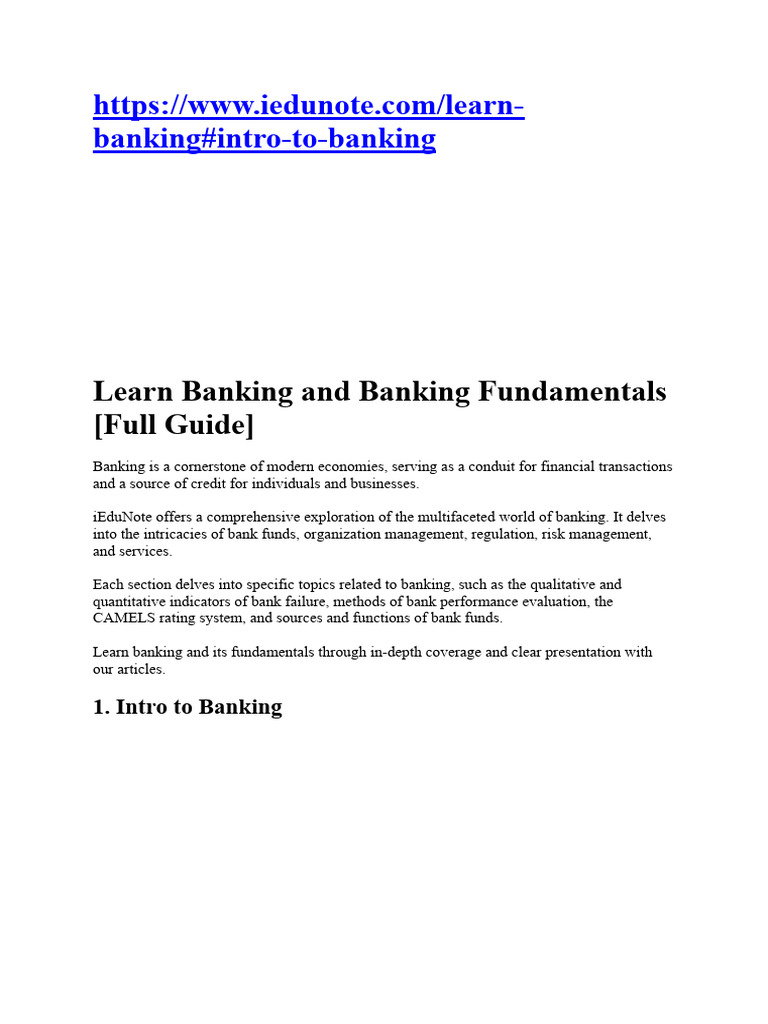 Banking and Banking Fundamentals | PDF | Banks | Market Liquidity