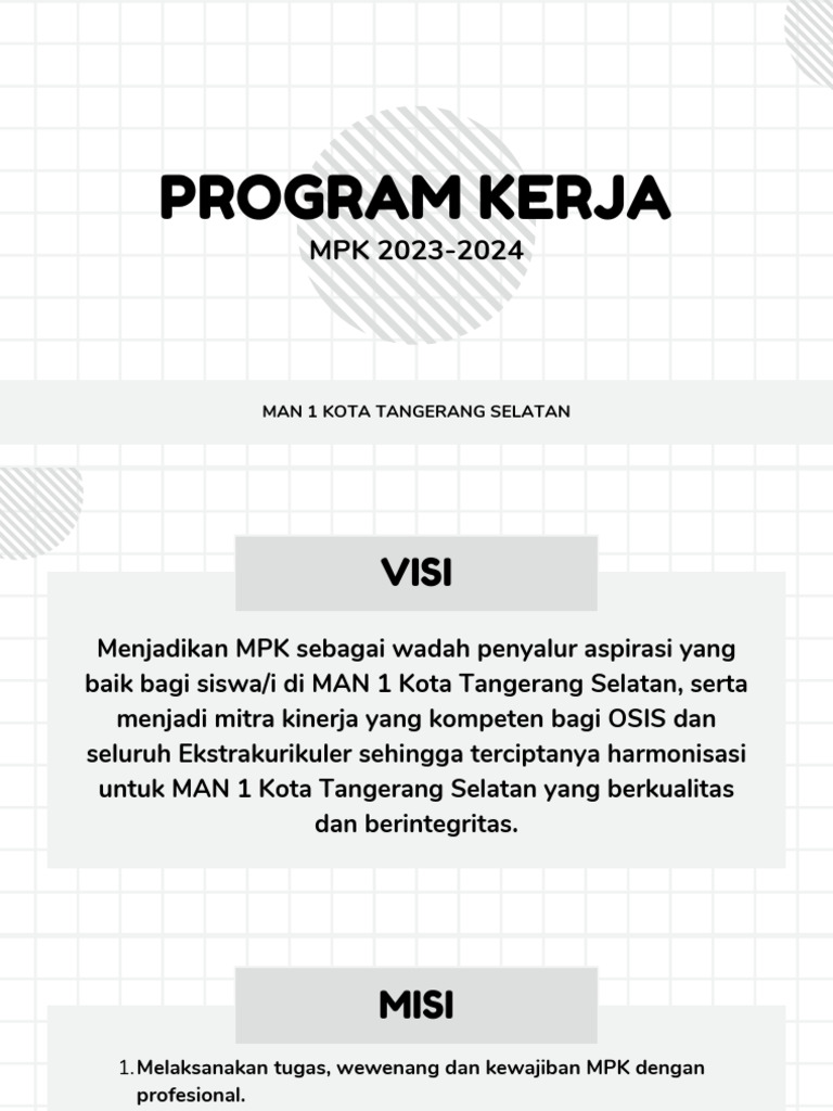 Program Kerja: Man 1 Kota Tangerang Selatan | PDF