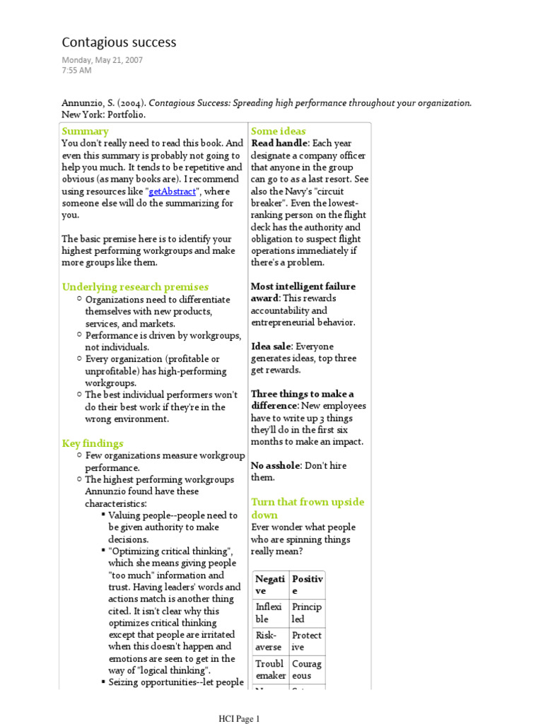 Contagious Success | PDF