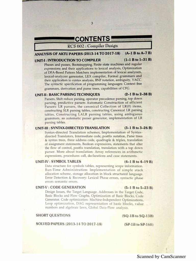 Compiler Design Unit 1 Pdf