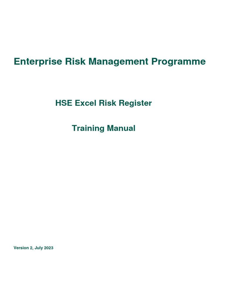 Erm Risk Register Training Manual1 | PDF | Microsoft Excel | Risk
