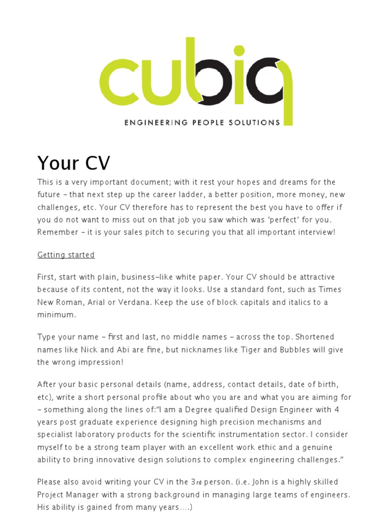 CV Writing Guide | PDF | Hobbies | Engineering