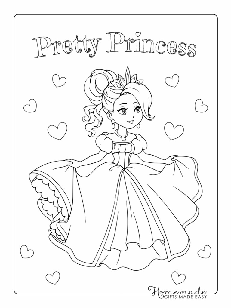 Princess Coloring Pages Pretty Dress | PDF