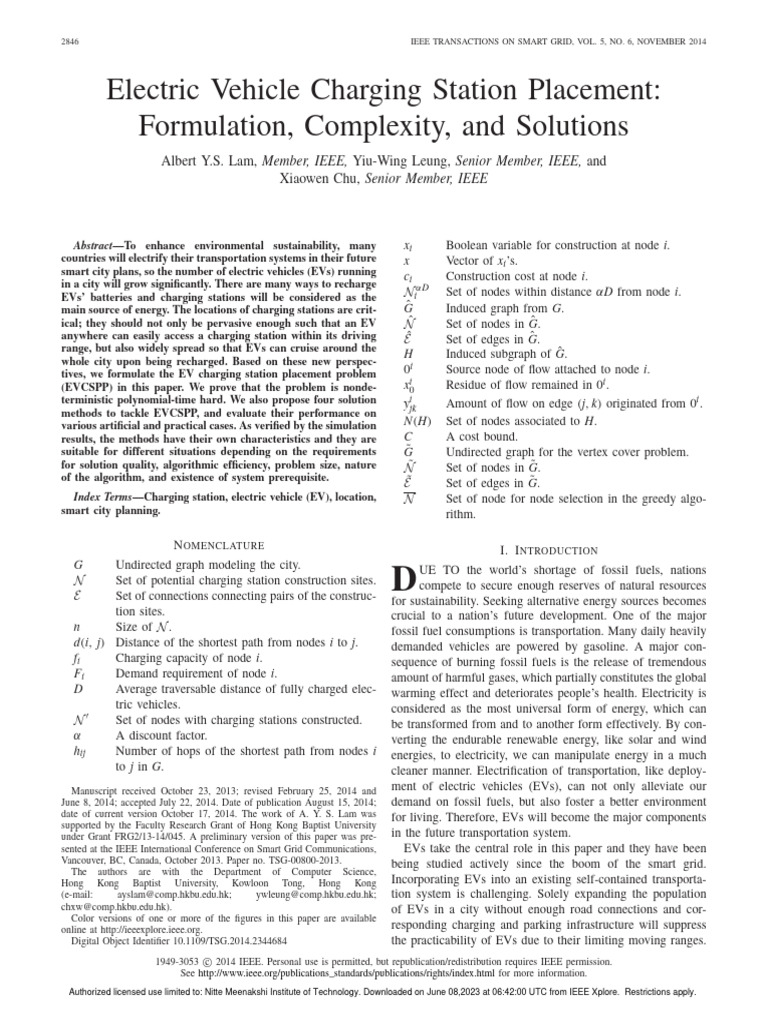 Electric Vehicle Charging Station Placement Formulation Complexity And Solutions Download Free