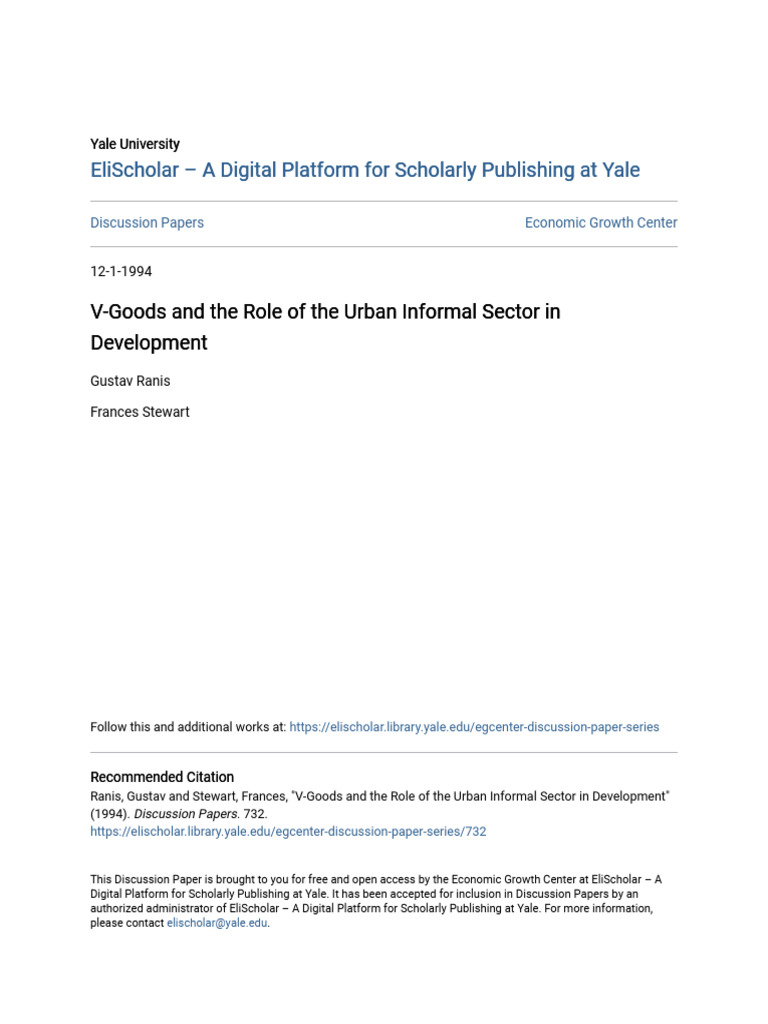 V-Goods and The Role of The Urban Informal Sector in Development | PDF ...