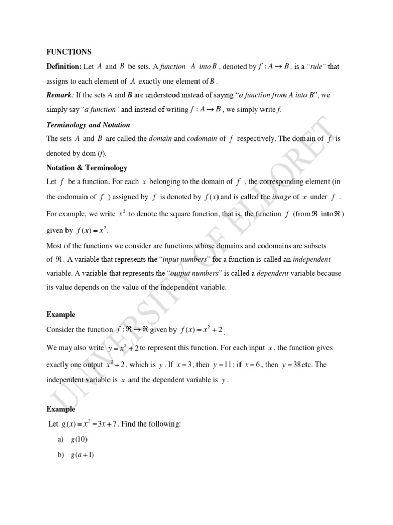 Functions Notes | PDF
