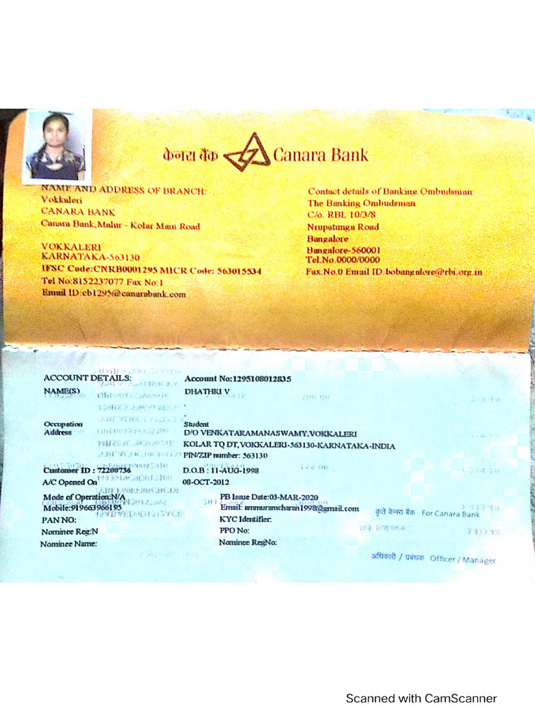 Passbook Canara (1) - Compressed | PDF