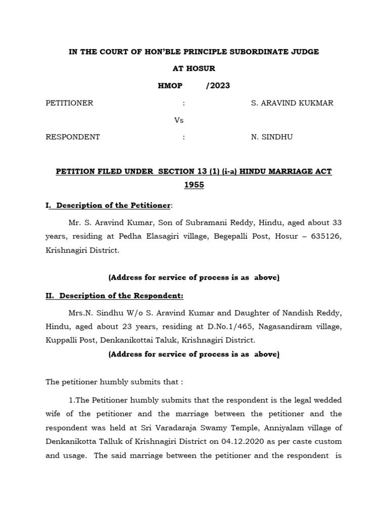 Divorce Petition Pdf Divorce Marriage