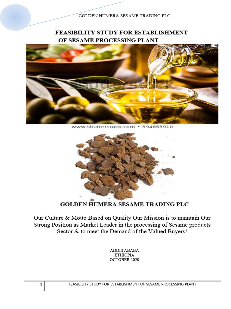 Feasibility Study for Sesame Processing Plant | PDF | Vegetable Oil | Fat