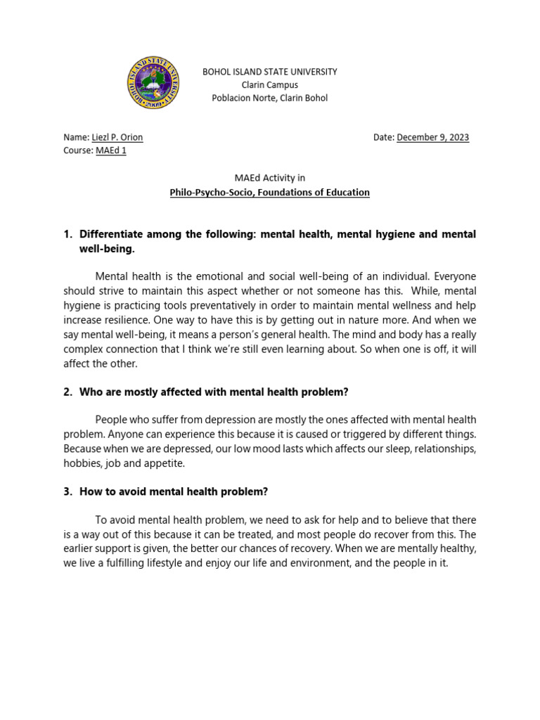 Activity in Philo-Psyho-Socio, Foundations of Education | PDF