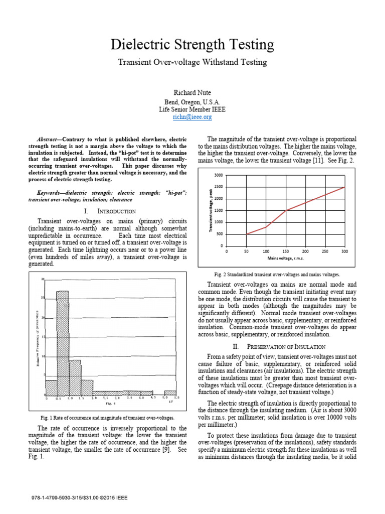 Dielectric Strength Testing | PDF | Insulator (Electricity) | Capacitor