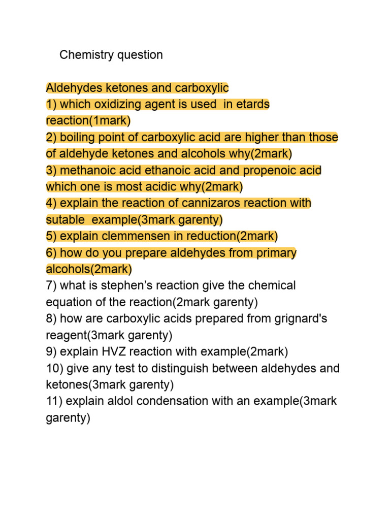 Chemistry Question | PDF