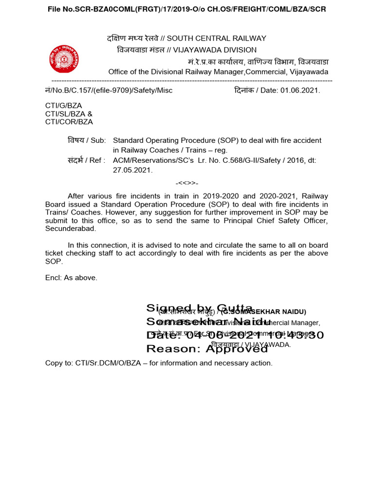 SOP Fire Accidents in Trains | PDF | Fires | Safety