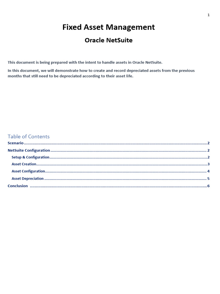 Fixed Asset Management - Oracle NetSuite (Scenario Based) | PDF
