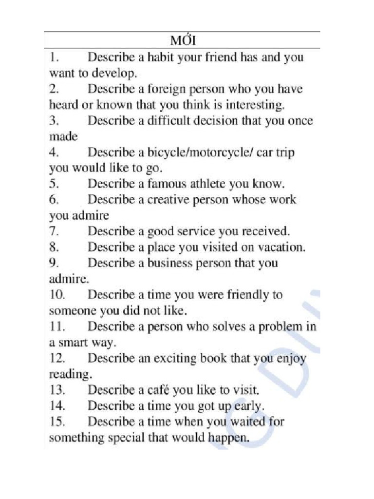 IELTS Speaking New Topics | PDF