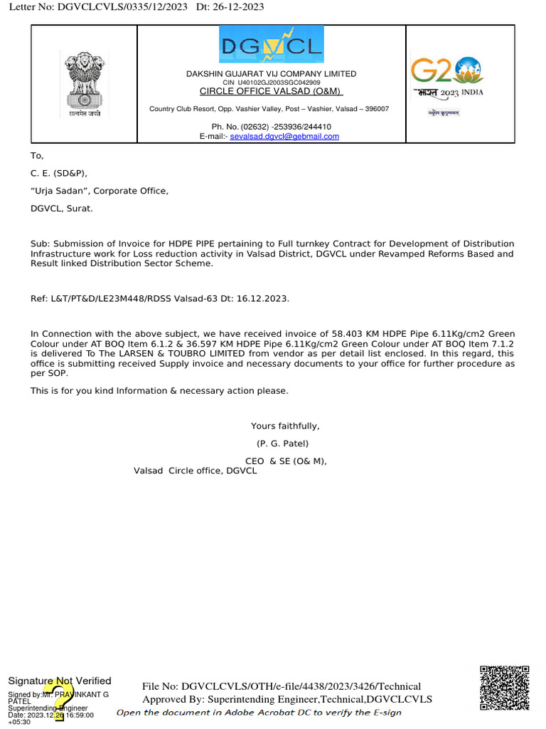 Approval Submission of Invoice For HDPE PIPE Draft Letter | PDF | Computers