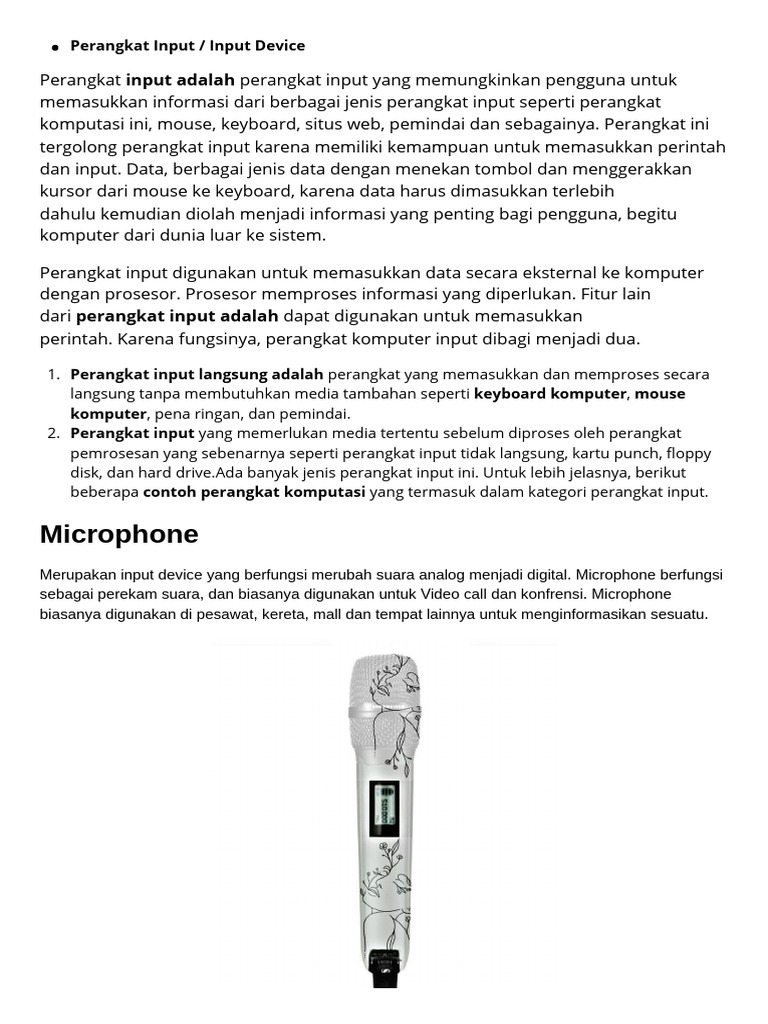 Microphone: Perangkat Input / Input Device | PDF