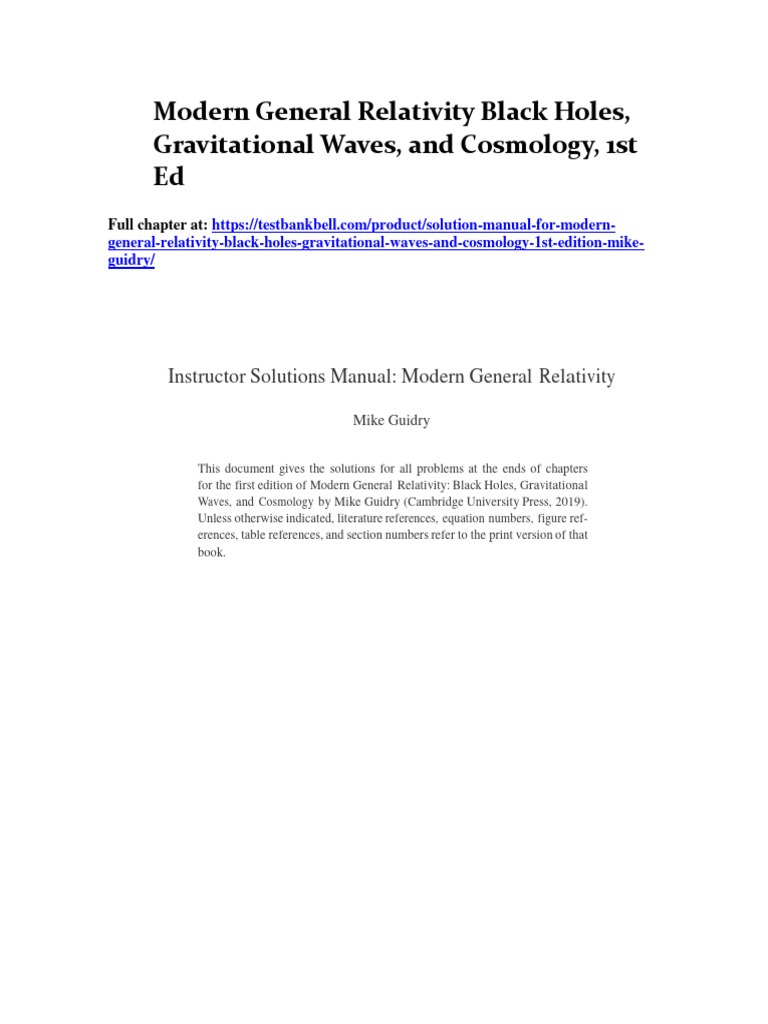 Solution Manual For Modern General Relativity Black Holes Gravitational Waves and Cosmology 1st ...