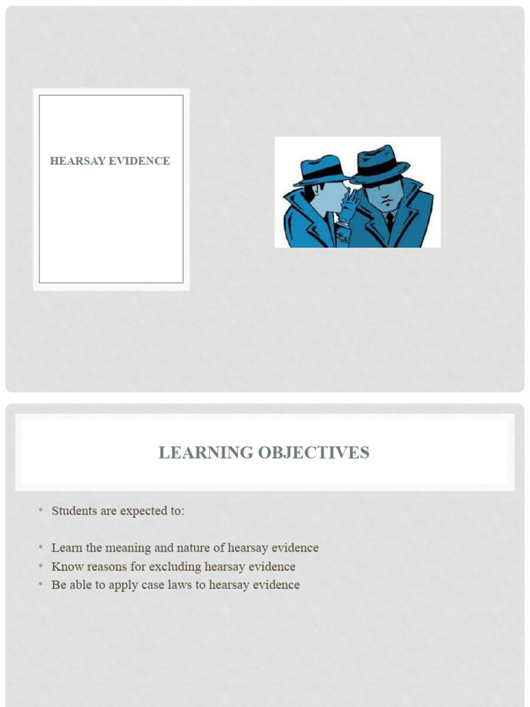 Hearsay Evidence Slide | PDF