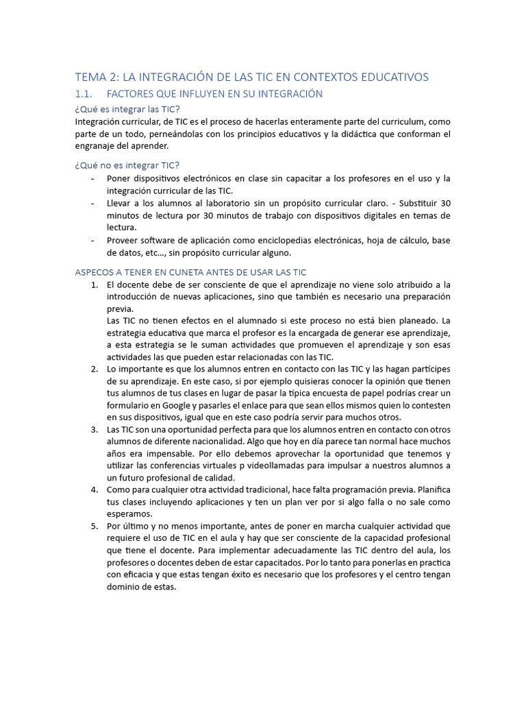 TEMA 2 Tic | PDF | Enseñando | Aprendizaje