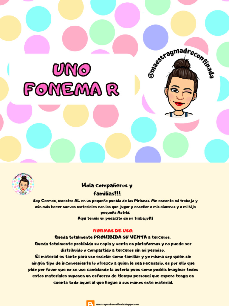 Juego Del Uno Fonema R | PDF