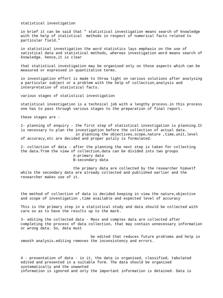 Statistical Investigation | PDF | Census | Statistics
