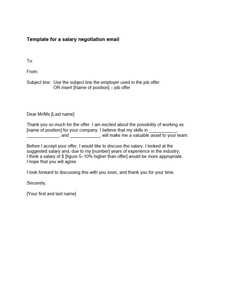 Salary Negotiation Email Template 1 | PDF