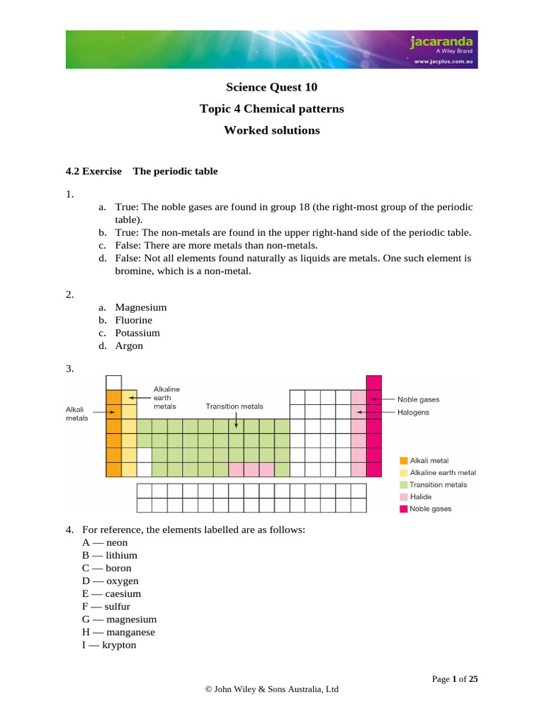 Solutions Chapter 4 Chemical Patterns | PDF