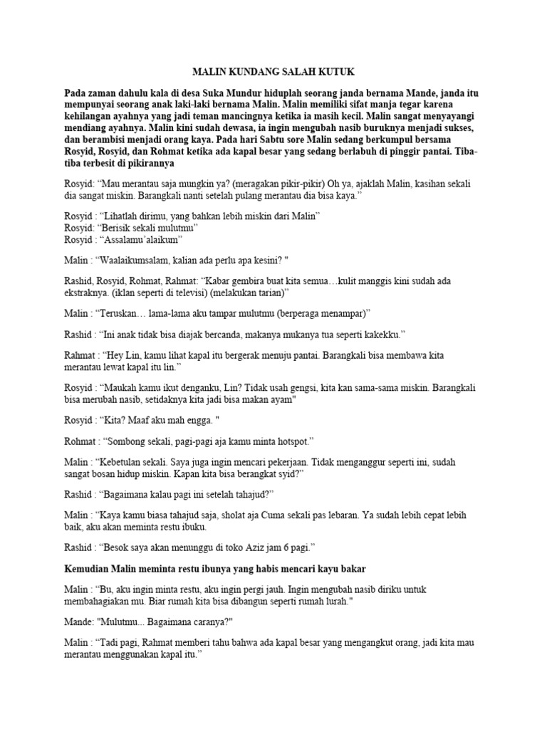 MALIN KUNDANG Indo Version-WPS Office | PDF