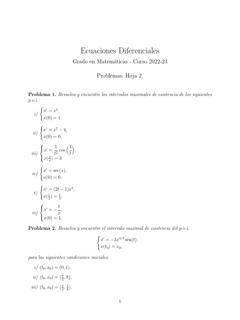 Prob2 Ecuacionesdiferenciales | PDF | Ecuaciones | Funciones y mapeos